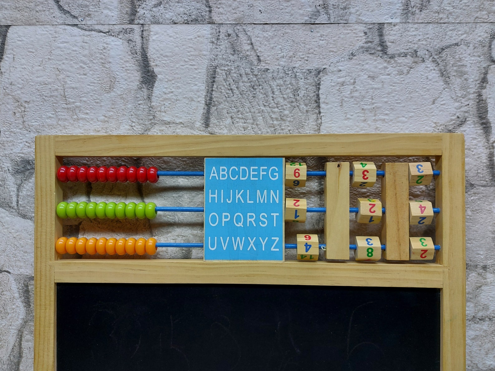 Vintage Wooden Abacus Learning Toy With Clock & Chalkboard - Etsy