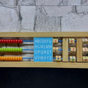 Vintage Wooden Abacus Learning Toy With Clock & Chalkboard - Etsy