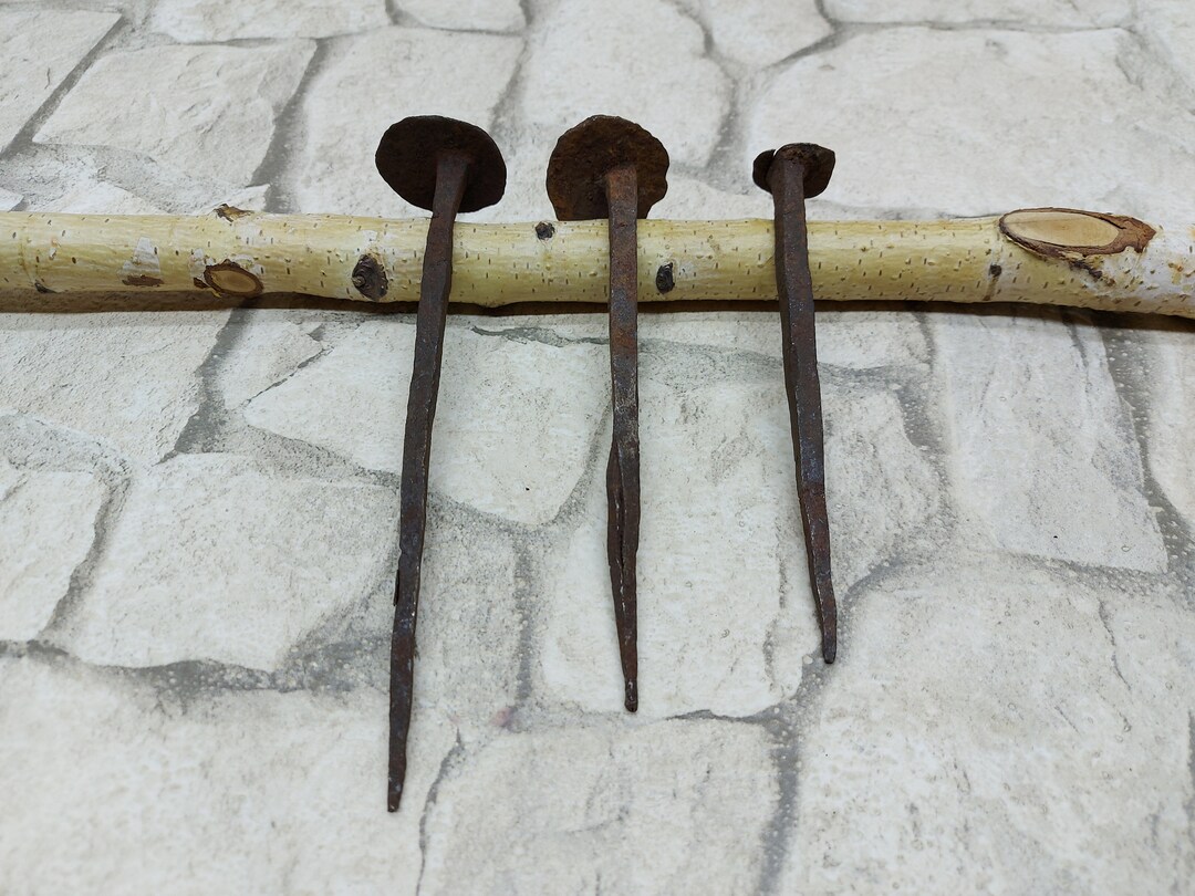 On Sale Set of 3 Forged Nail French Ship Nails Antique Vintage Forged ...