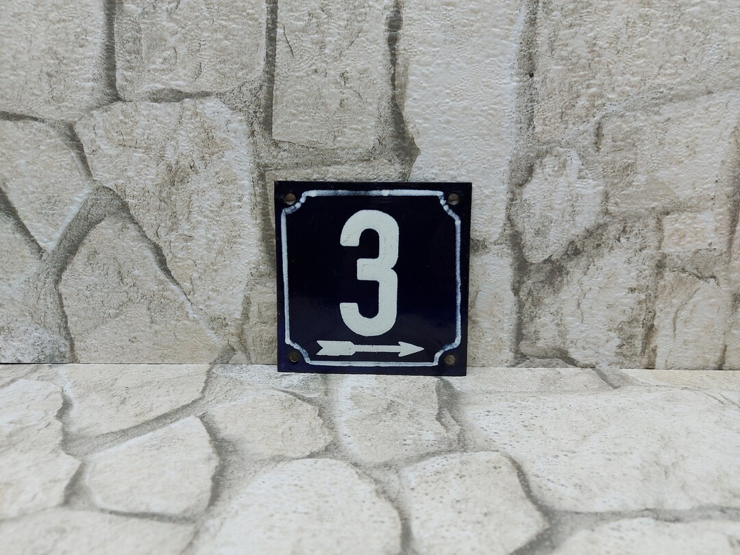Vintage Enamel House Number 3 Sign: Address Plaque (4.3 In) - Etsy