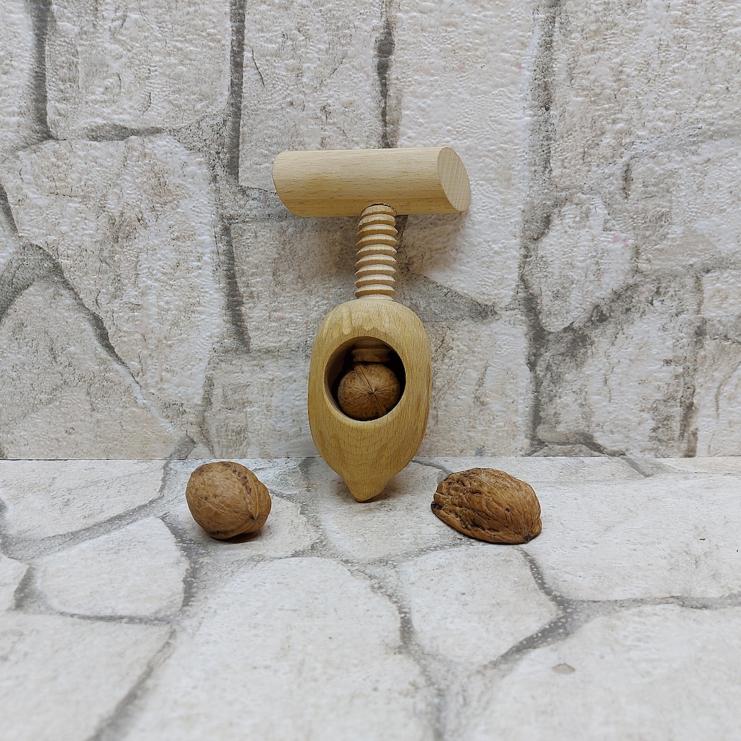 VINTAGE WOODEN NUTCRACKER, Wooden Screw Mechanism, Retro Handmade ...