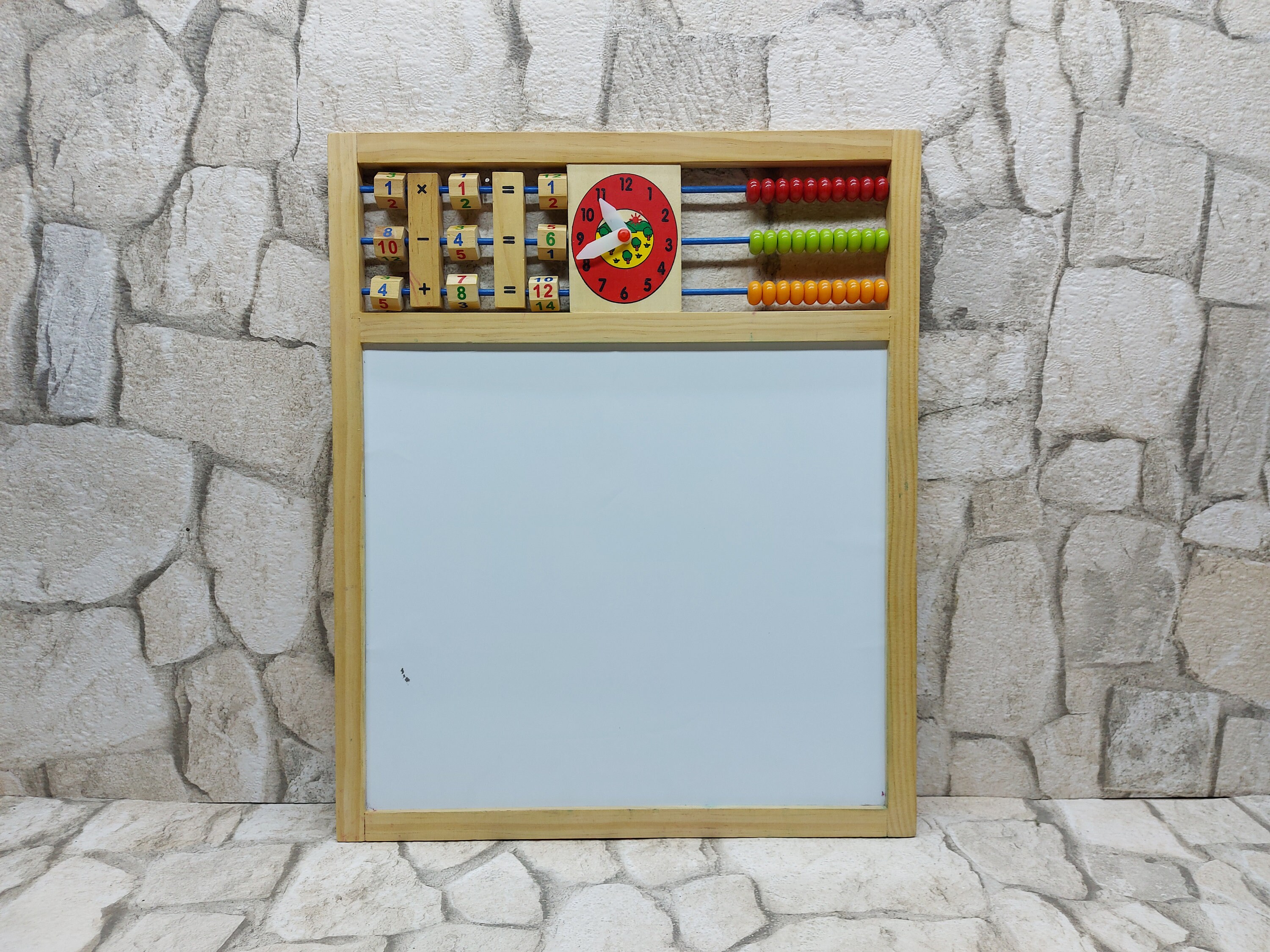 Vintage Wooden Abacus Learning Toy With Clock & Chalkboard - Etsy