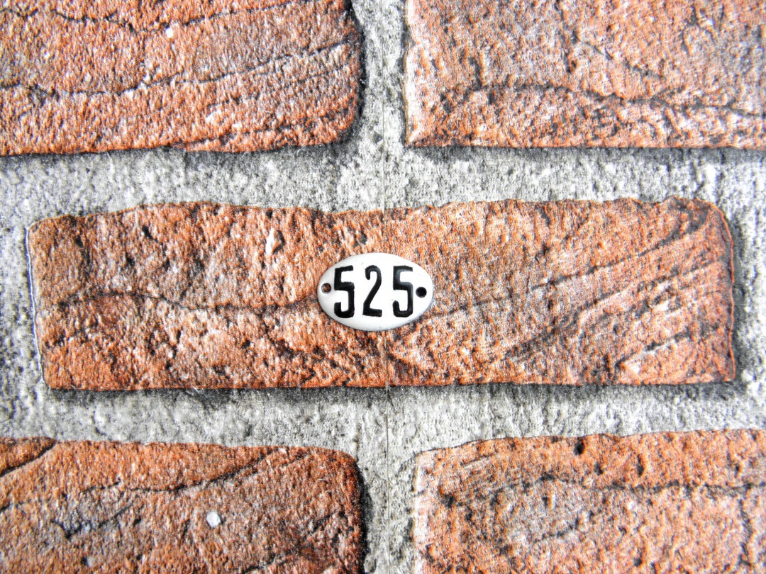 Vintage Sign 525, Small Oval Address Plaque, Room Number 525, White and ...