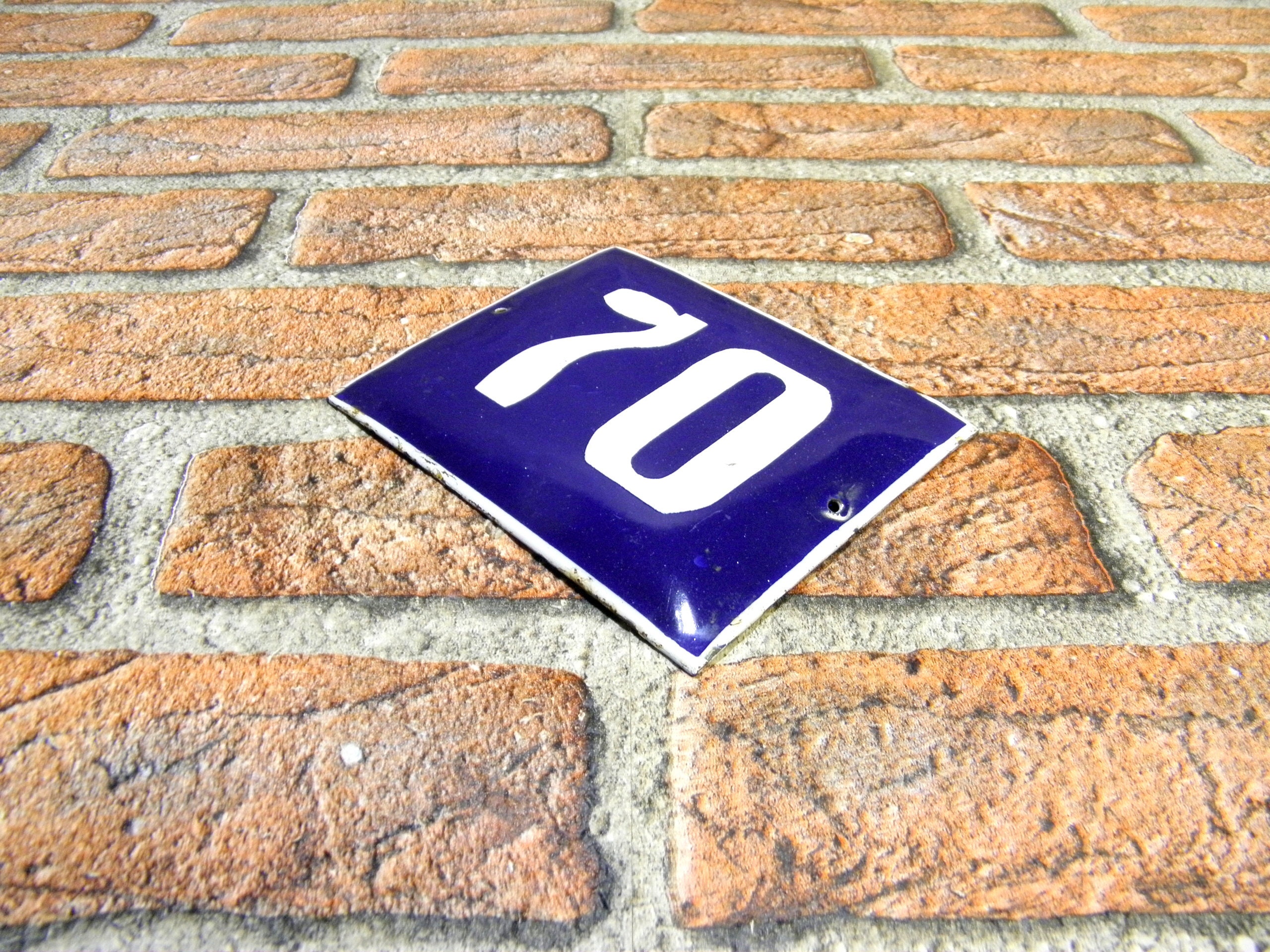 Vintage Enamel Number 70 Address Sign Metal Number House Door Plaque ...