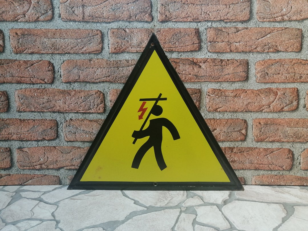 Rare Vintage Enamel Sign, Beware High Voltage ELECTRICITY DANGER ...