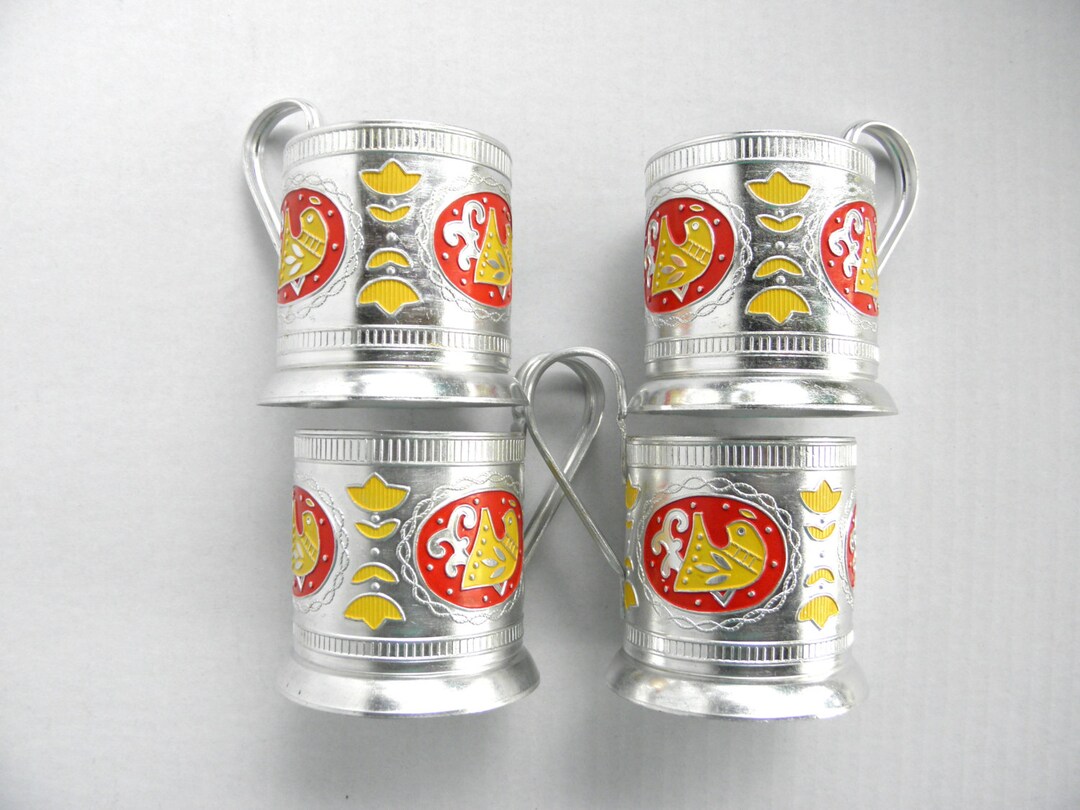 Vintage Russian Tea Glass Holders, Podstakannik, Set of 4 - Etsy
