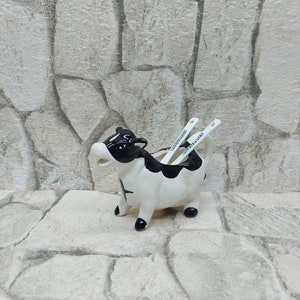 Cow Milk Jug and 2 Ceramic Spoons LUCULLUS Cow Creamer Spotted Cow ...