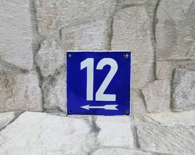 Address Sign for House, Door Number 12 Vintage Enamel House Number ...