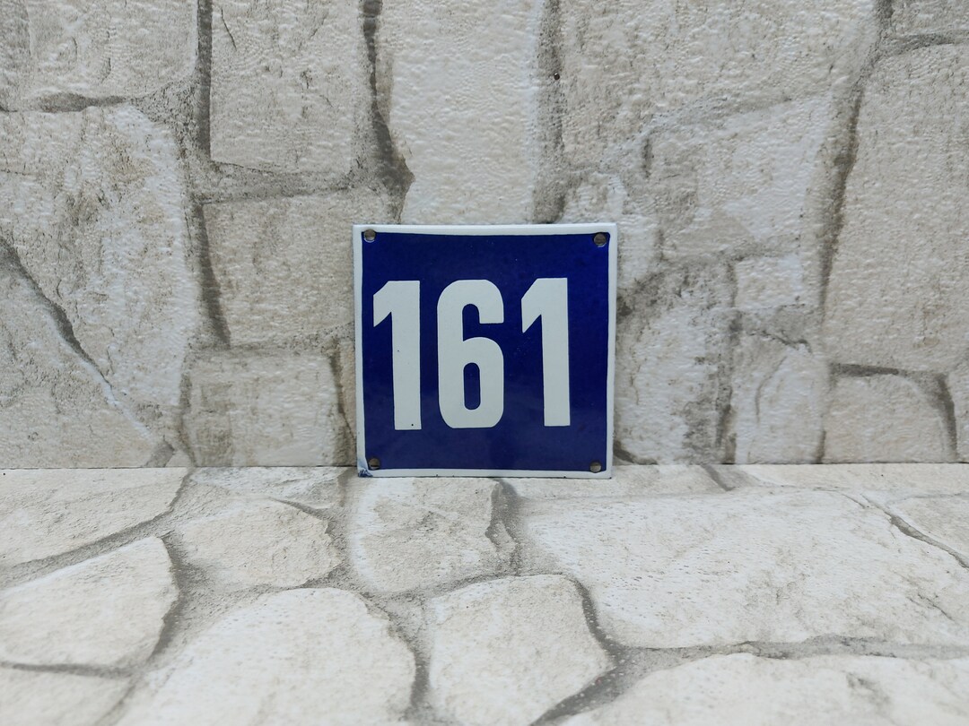 Vintage Enamel House Number 161: Blue Address Sign - Etsy