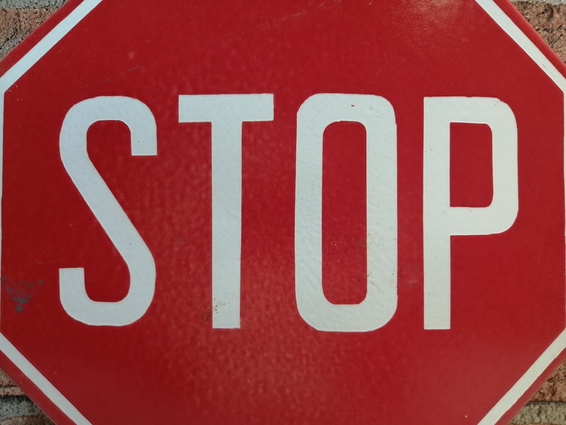 Vintage Enamel stop Sign Road Sign School - Etsy