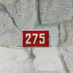 Vintage Enamel House Number 275: Red and White Metal Door Sign - Etsy