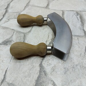 Vintage Double Blade Knife - INOX Mark, Two Blade Wood Handled Chopper ...