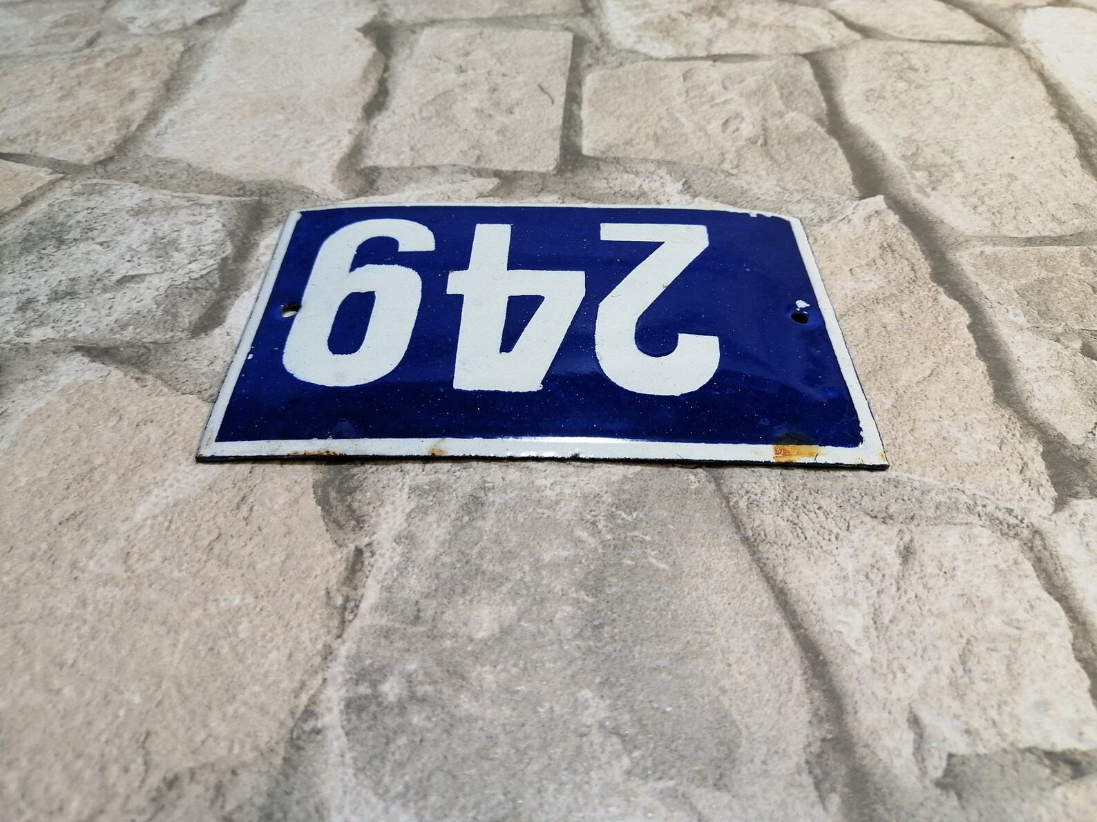 Porcelain House Number Sign 249: Vintage Enamel Door Plate - Etsy