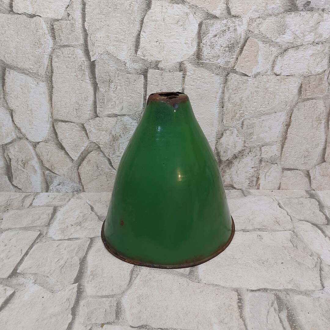 Vintage Green Enamel Lamp Shade, Antique Metal Atelier Lampshade - Etsy