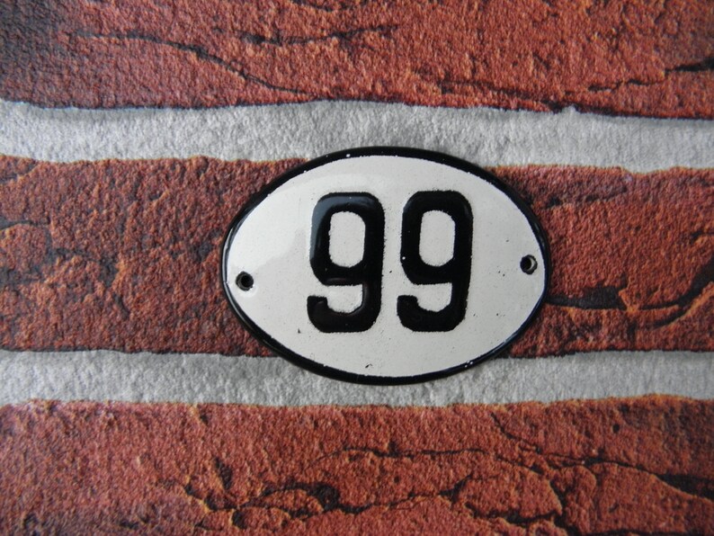 Room Number 99 or 66 Small Oval Address Plaque Vintage | Etsy