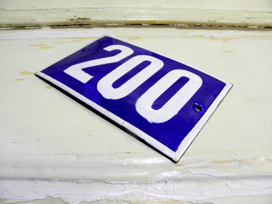 Door Sign Porcelain House Door Number 200 Address Number for | Etsy
