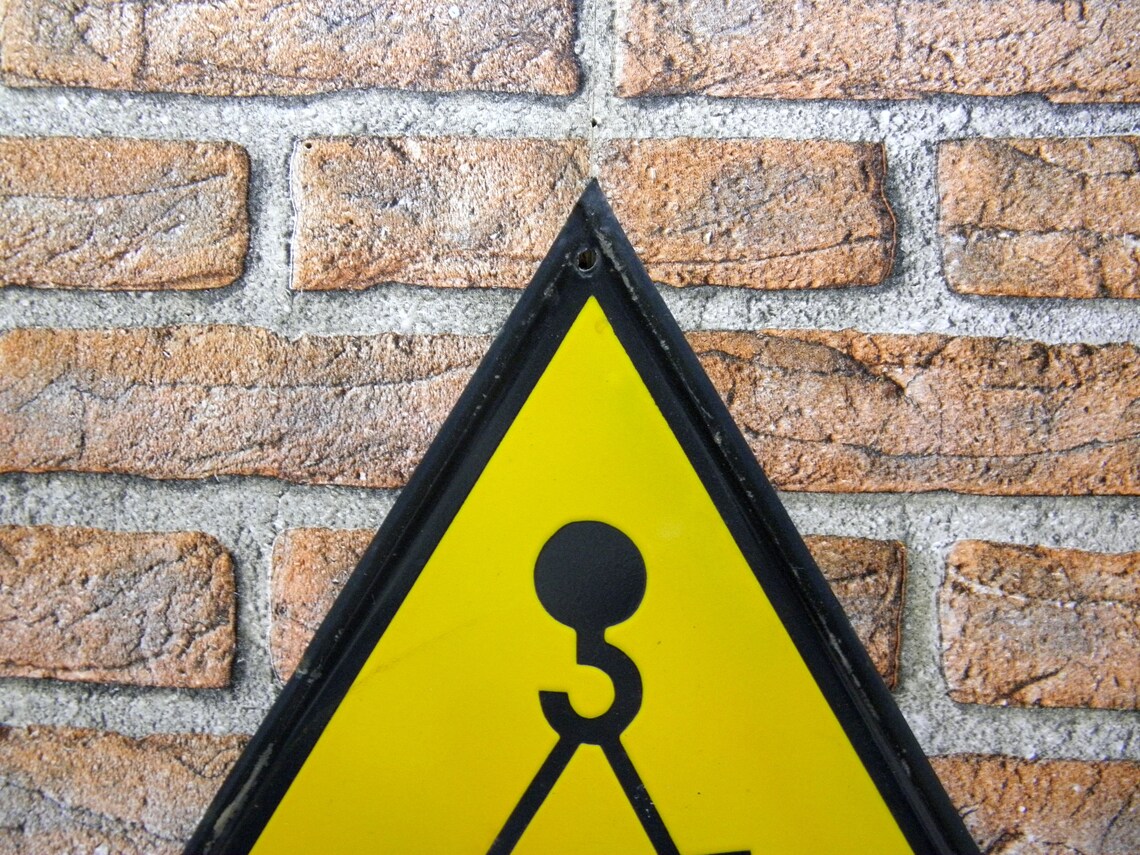 Vintage Beware Sign Construction Site Industrial Porcelain | Etsy