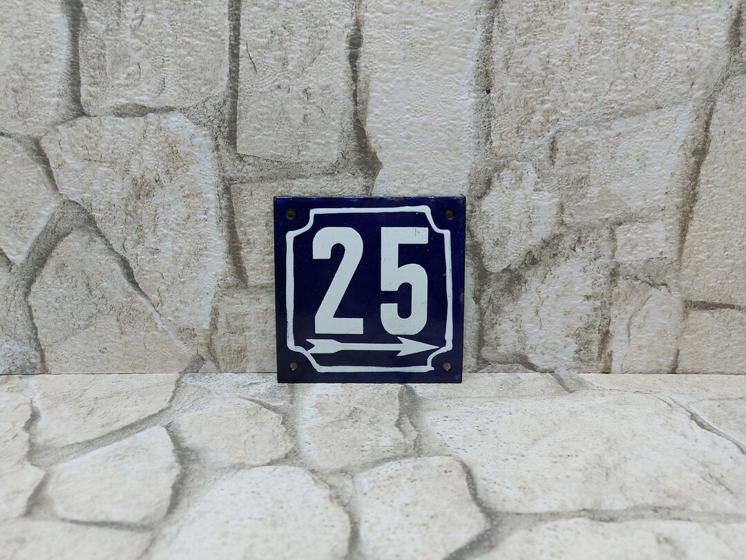 Vintage Enamel House Number 25 Sign: Outdoor Address Plaque - Etsy