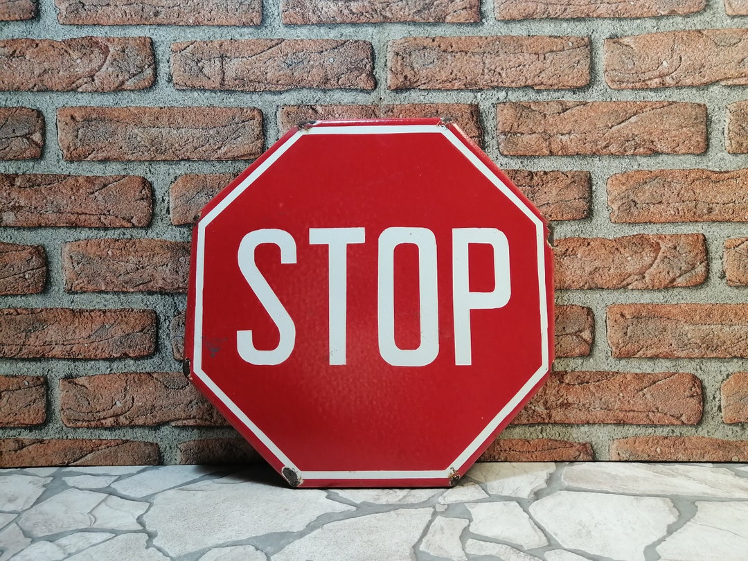 Vintage Enamel "stop" Sign, Road Sign, School Teaching Sign, Transport ...