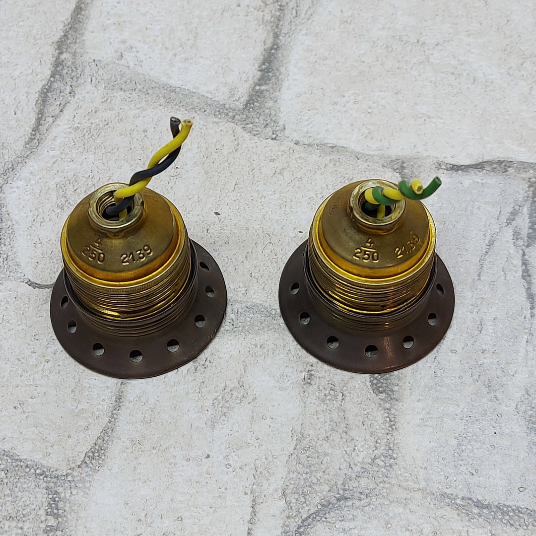 2 Pcs.vintage Bronze Electrical Socket Lamp Holder Ceramics - Etsy