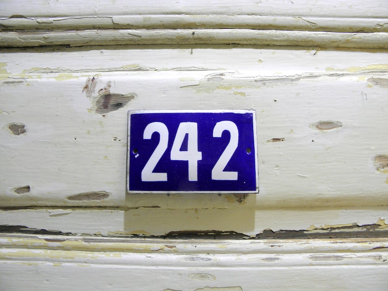 Door Sign Porcelain House Door Number 242 Address Number for | Etsy