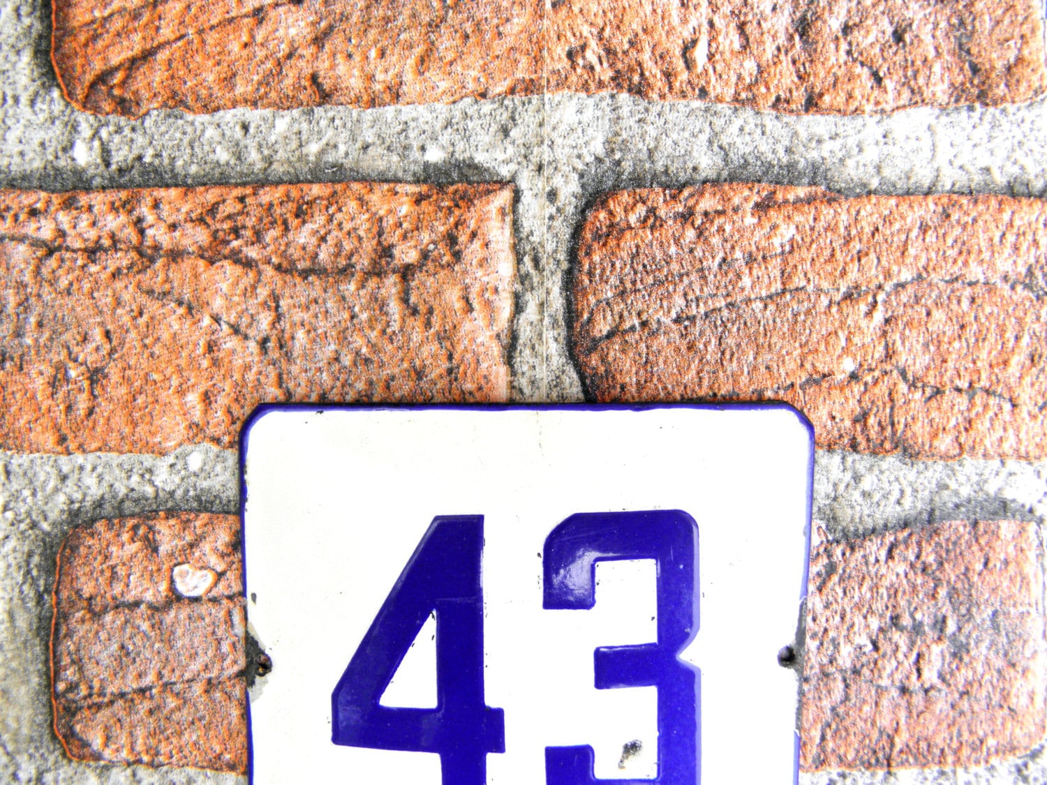 Vintage White and Blue Enamel House Number 43 House Door - Etsy
