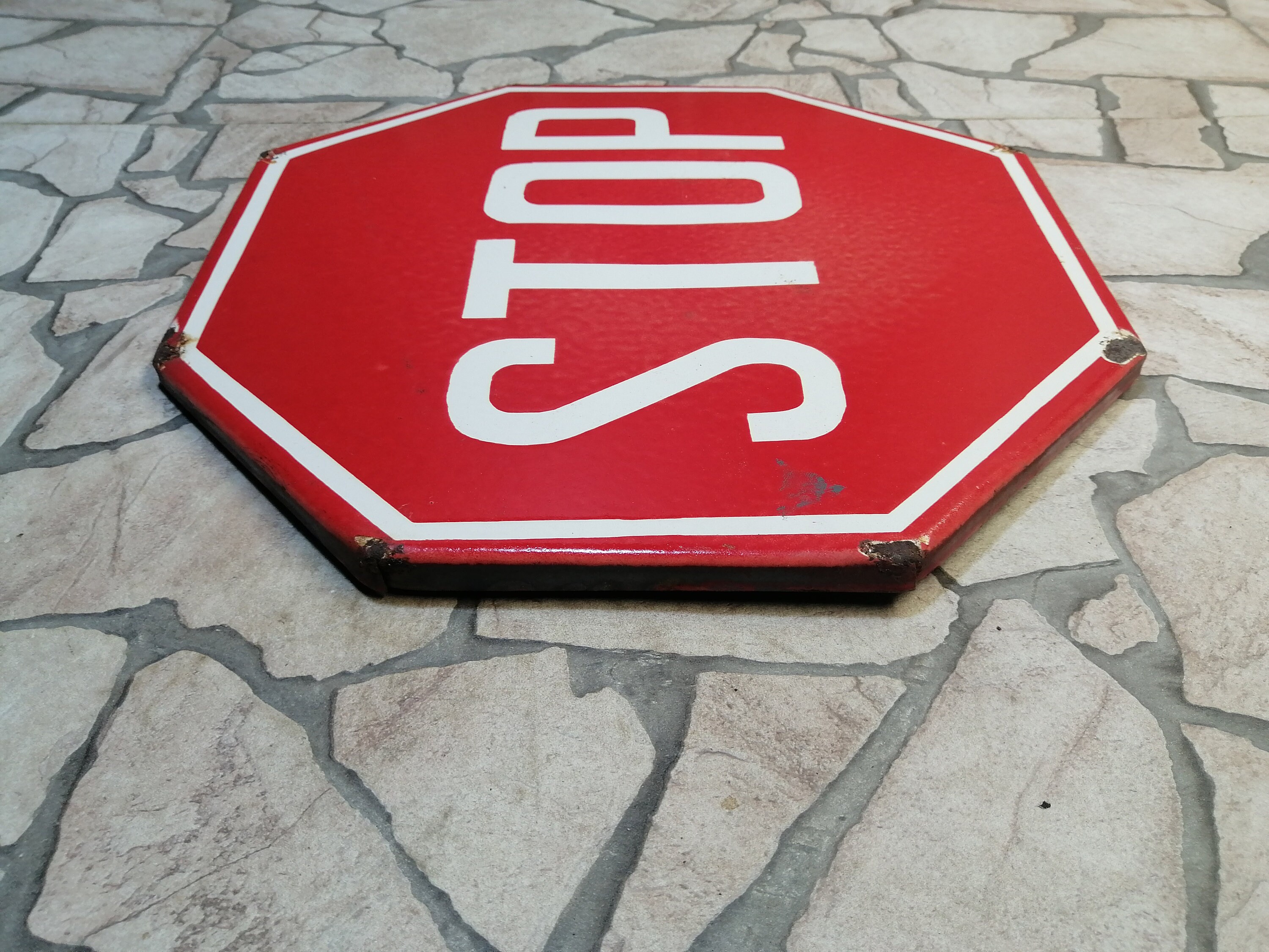 Vintage Enamel stop Sign Road Sign School - Etsy