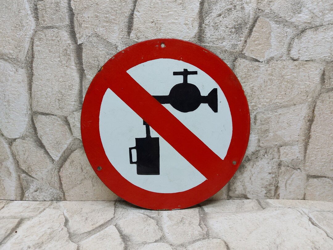 Vintage Enamel "no Drinking Water" Sign: Bulgarian Industrial Decor - Etsy