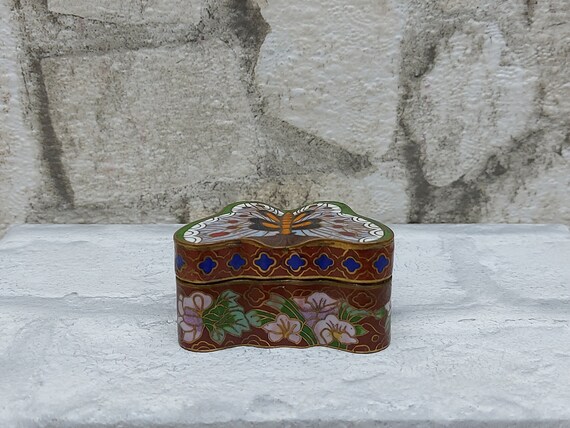 Vintage Butterfly Trinket Box Cloisonné Trinket Box E… - Gem