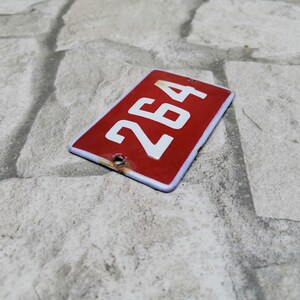Enamel House Number 264, Vintage White and Red House Door Sign, White ...