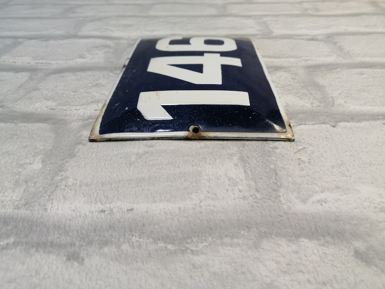 Vintage Sign House Door Number 146 Blue and White Enamel - Etsy