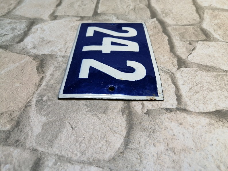 Vintage Sign House Door Number 242 Blue and White Enamel - Etsy