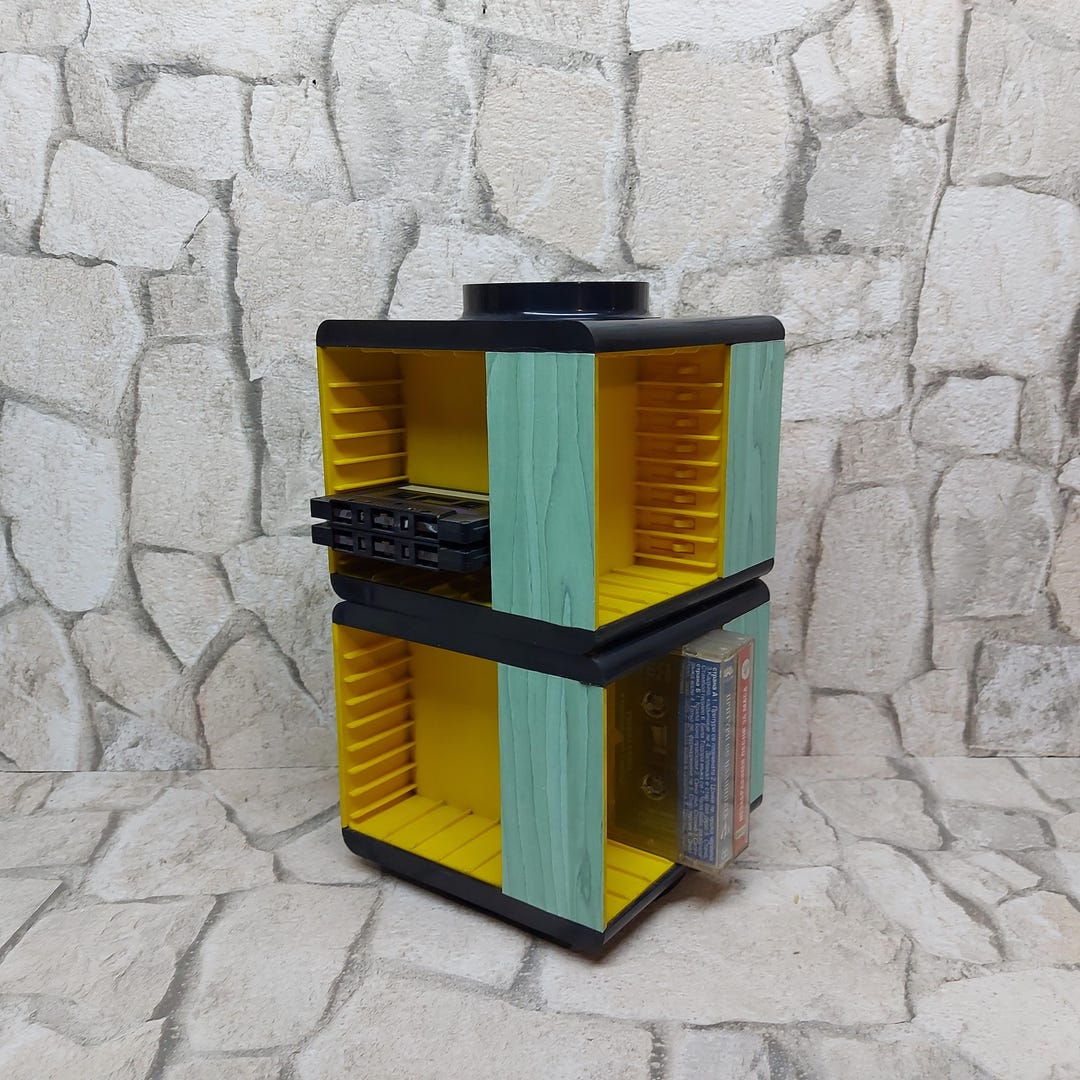40/64 Double Rotating Cassette Holder Vintage Cassette Carousel Holds ...
