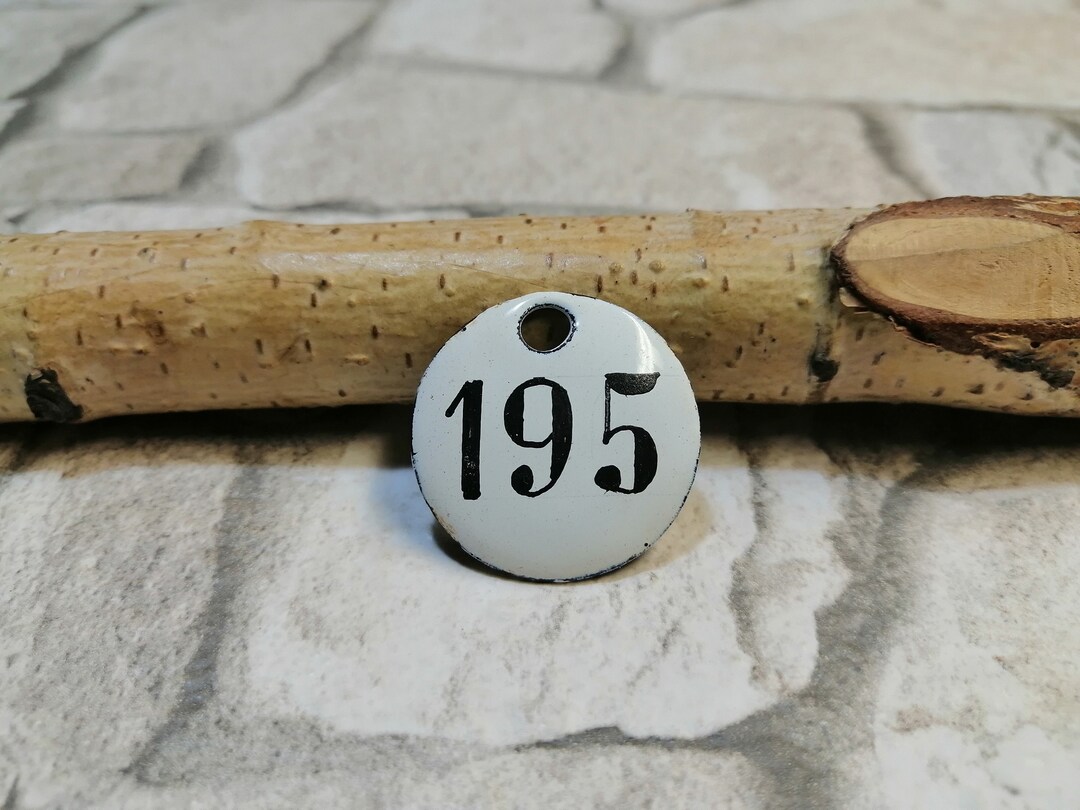 Vintage Enamel Number Sign 195: White & Black Address Plaque - Etsy UK