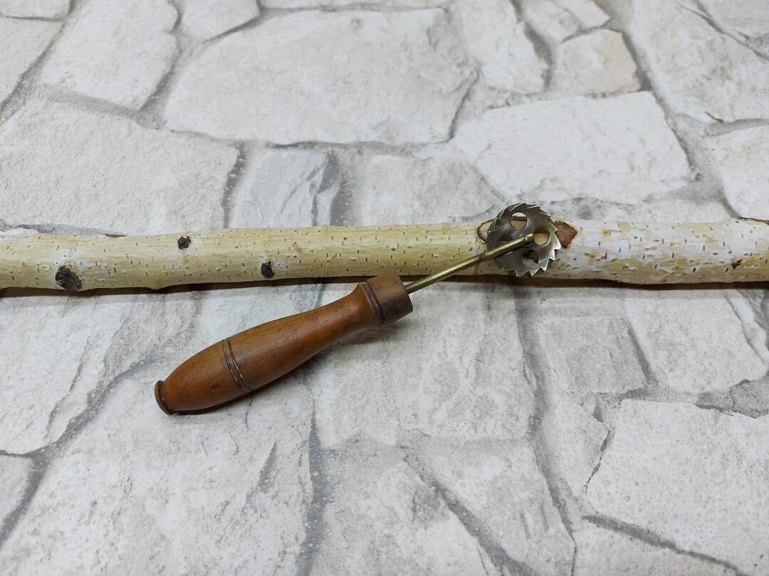 Vintage Dough Cutter With Brass Wheel and Handle Antique Kitchen Old ...