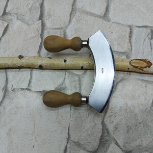 Vintage Double Blade Knife - INOX Mark, Two Blade Wood Handled Chopper ...