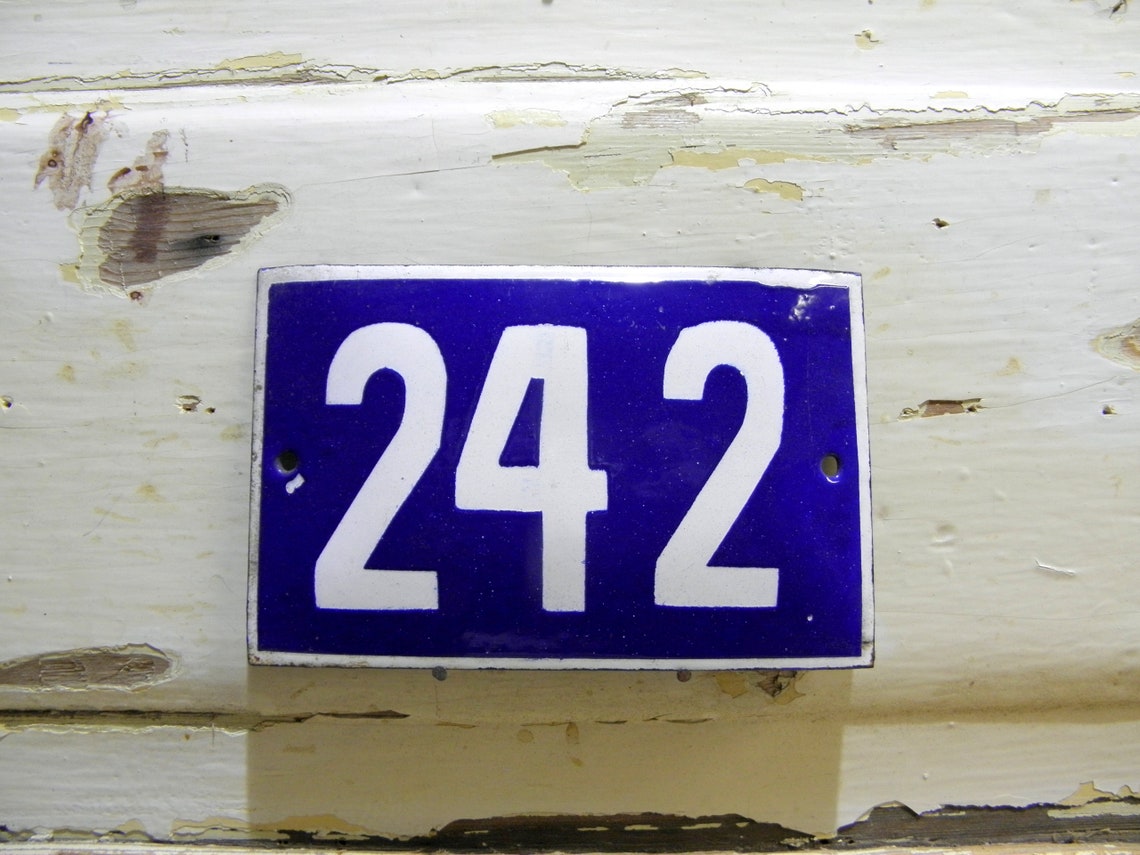 Door Sign Porcelain House Door Number 242 Address Number for | Etsy