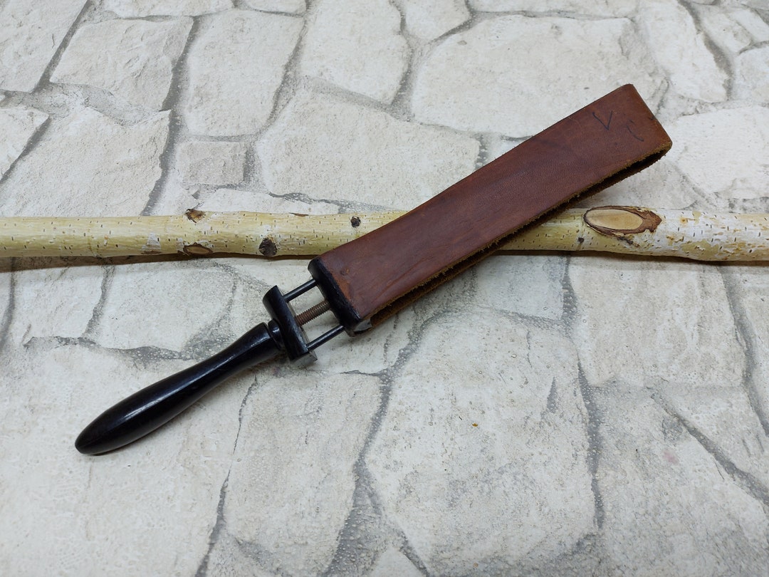 VINTAGE RAZOR SHARPENER Antique Razor Strop Leather Strop Double Sided ...