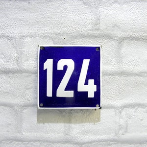 Address Sign for House, Door Number 124, Vintage Enamel House Number ...