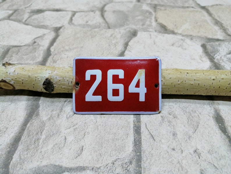Enamel House Number 264 Vintage White and Red House Door - Etsy