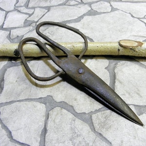 Vintage Primitive Hand-forged Iron Scissors, Antique Hand-forged Iron ...