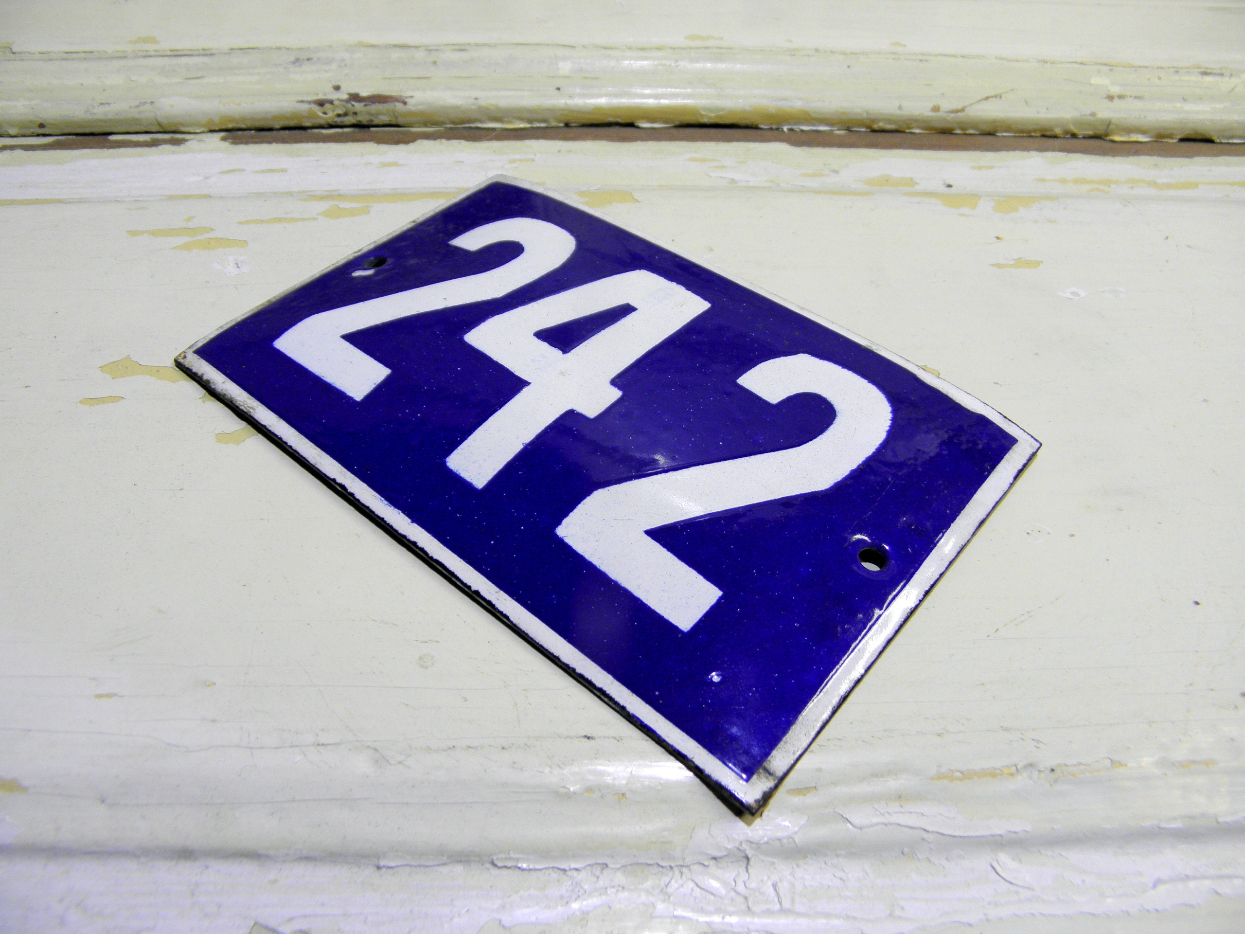 Door Sign Porcelain House Door Number 242 Address Number for | Etsy