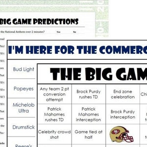 SUPER BIG GAME 2024 Bingo Bundle - Etsy