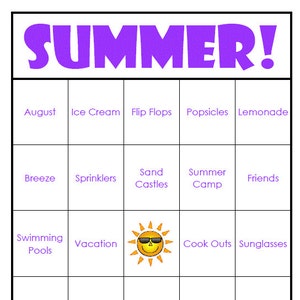 EASY PRINT Summer Bingo Cards (digital File) 40 Cards - Etsy