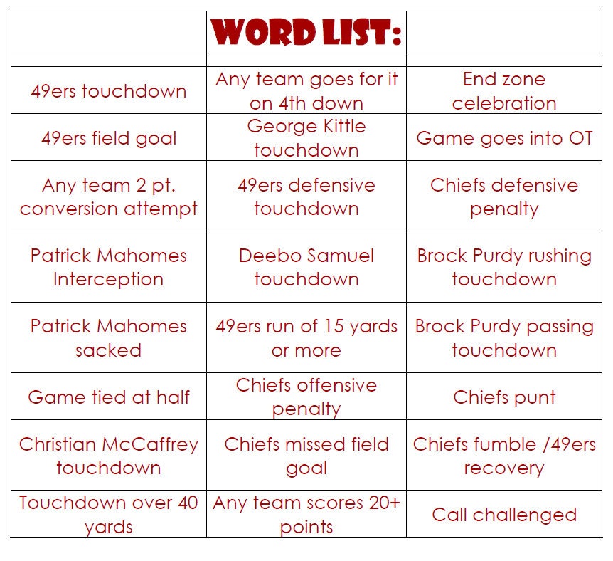 49ers SUPER BIG GAME Bingo 2024 Cards Game Only digital File 40 Cards ...