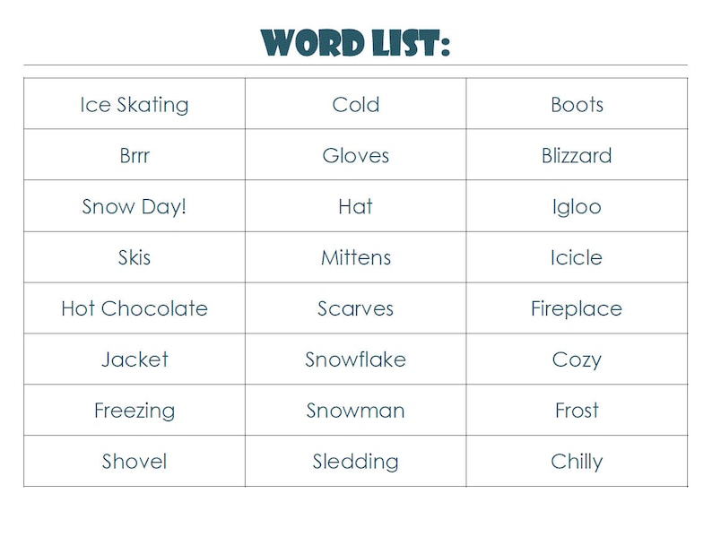 EASY PRINT Winter Bingo Cards (digital File) 40 Cards - Etsy