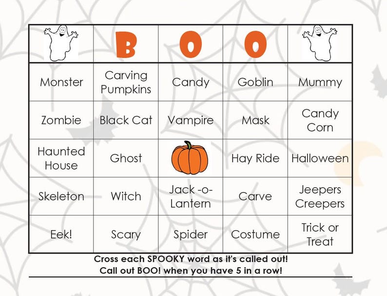 EASY PRINT Halloween Bingo Cards (digital File) 40 Cards - Etsy