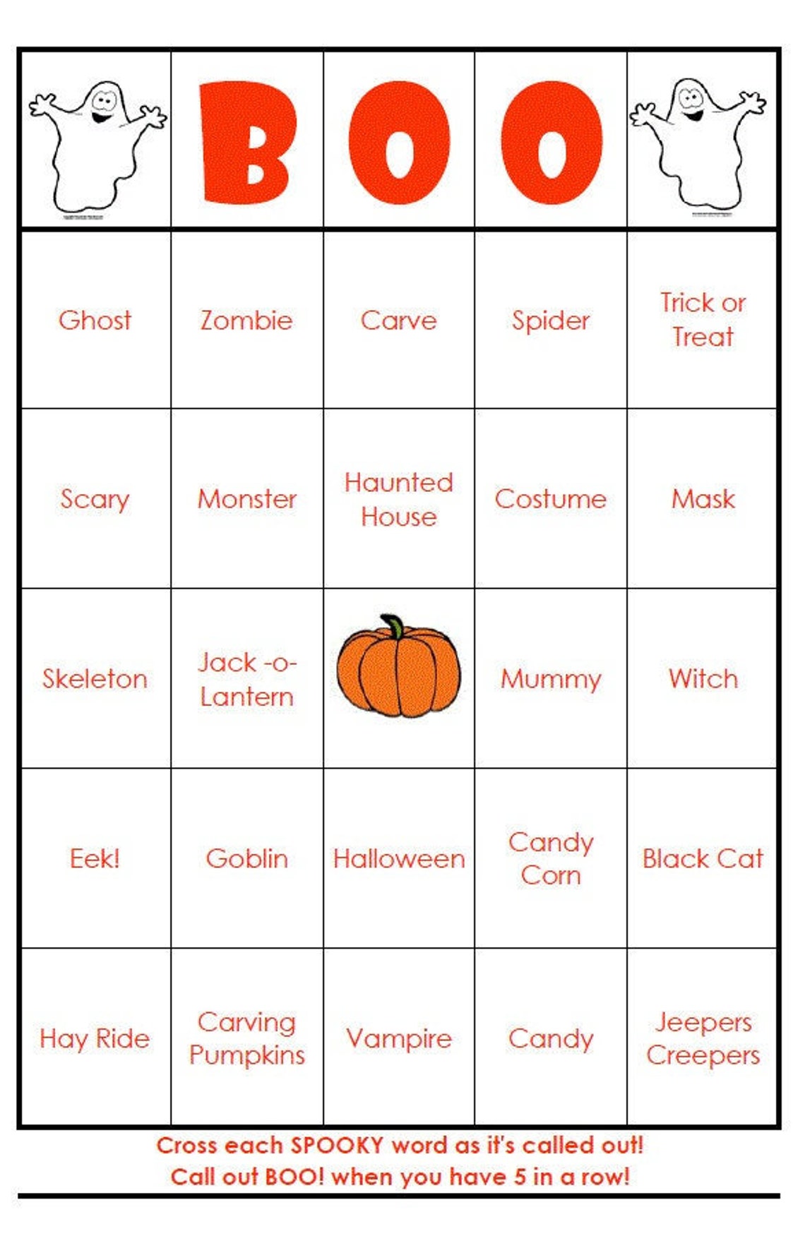 EASY PRINT Halloween Bingo Cards (digital File) 40 Cards - Etsy