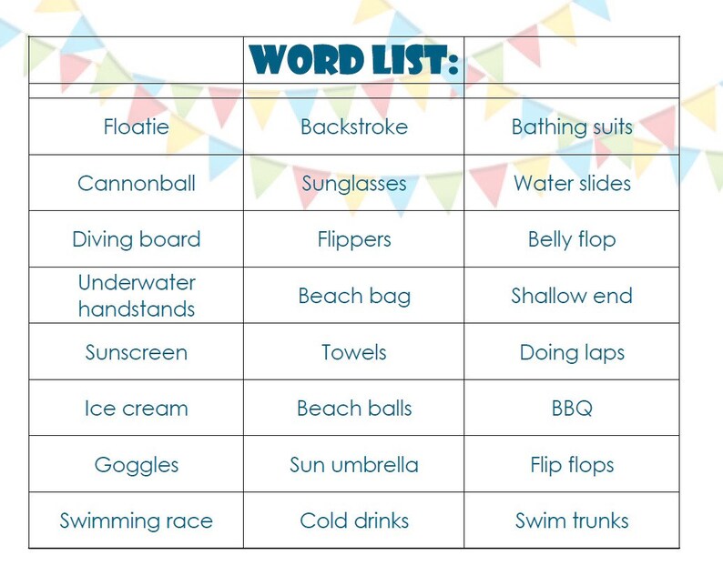 Pool Party Bingo Cards (digital File) 40 Cards - Etsy