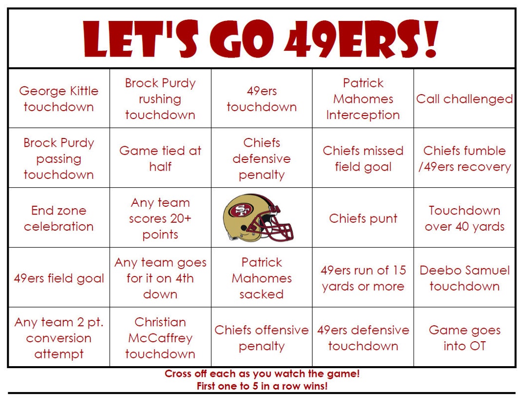 49ers SUPER BIG GAME Bingo 2024 Cards Game Only digital File 40 Cards ...